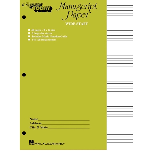 Marshall Music Online Store - Manuscript Paper Wide Staff